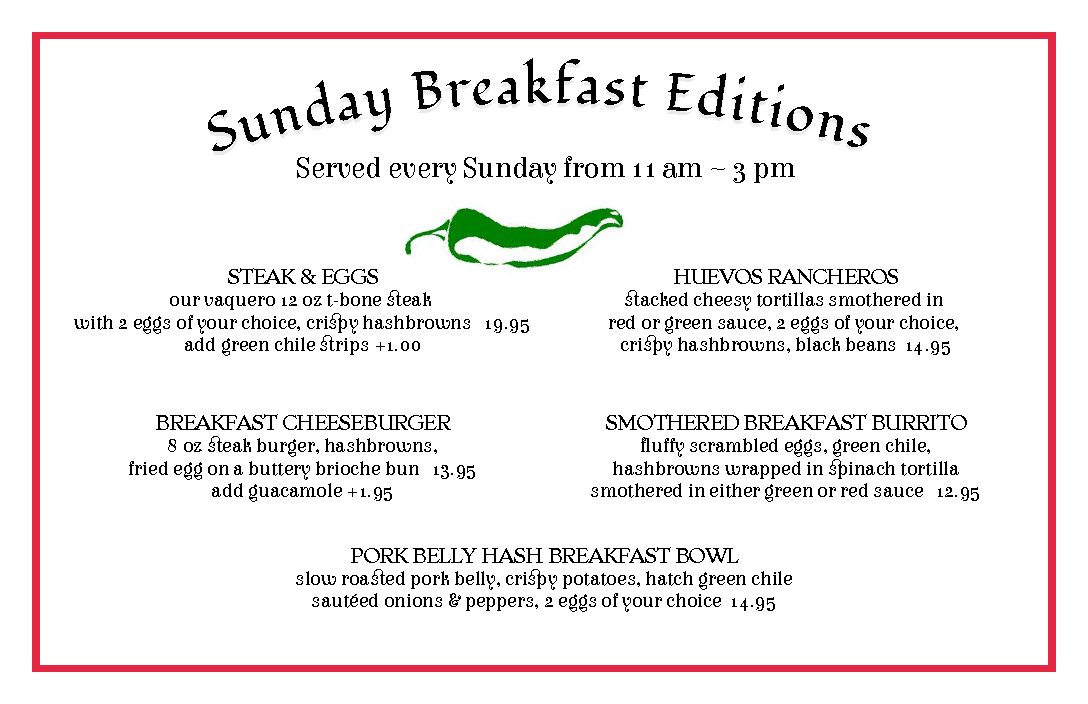 Menus – Double Eagle